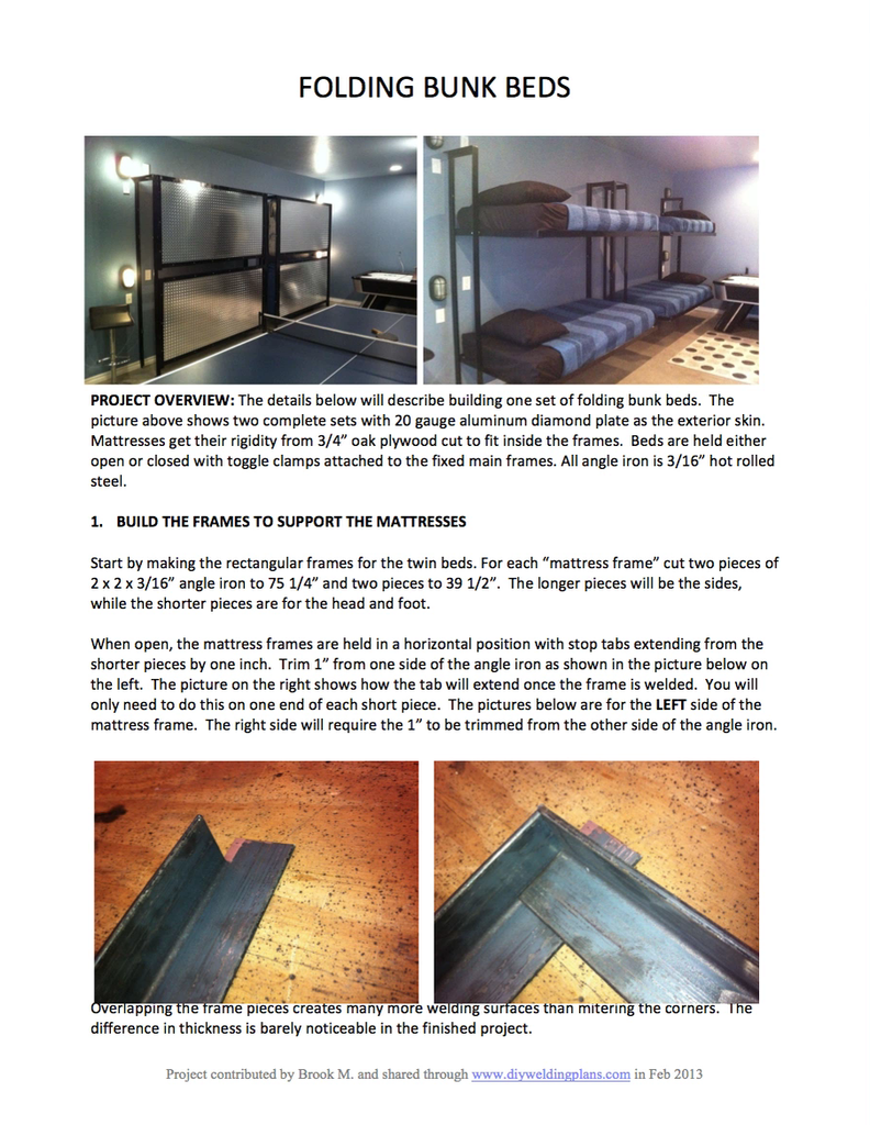 Folding Bunk Bed Plans — DIY Welding Plans