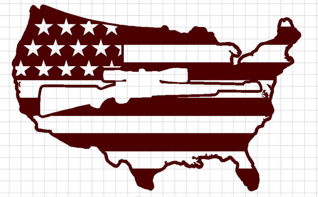 USA Flag with Hunting Rifle and Scope in Center - DXF File Only — DIY ...