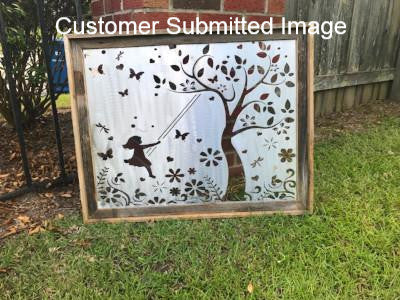 Girl Swinging Under Tree DXF Cut File — DIY Welding Plans