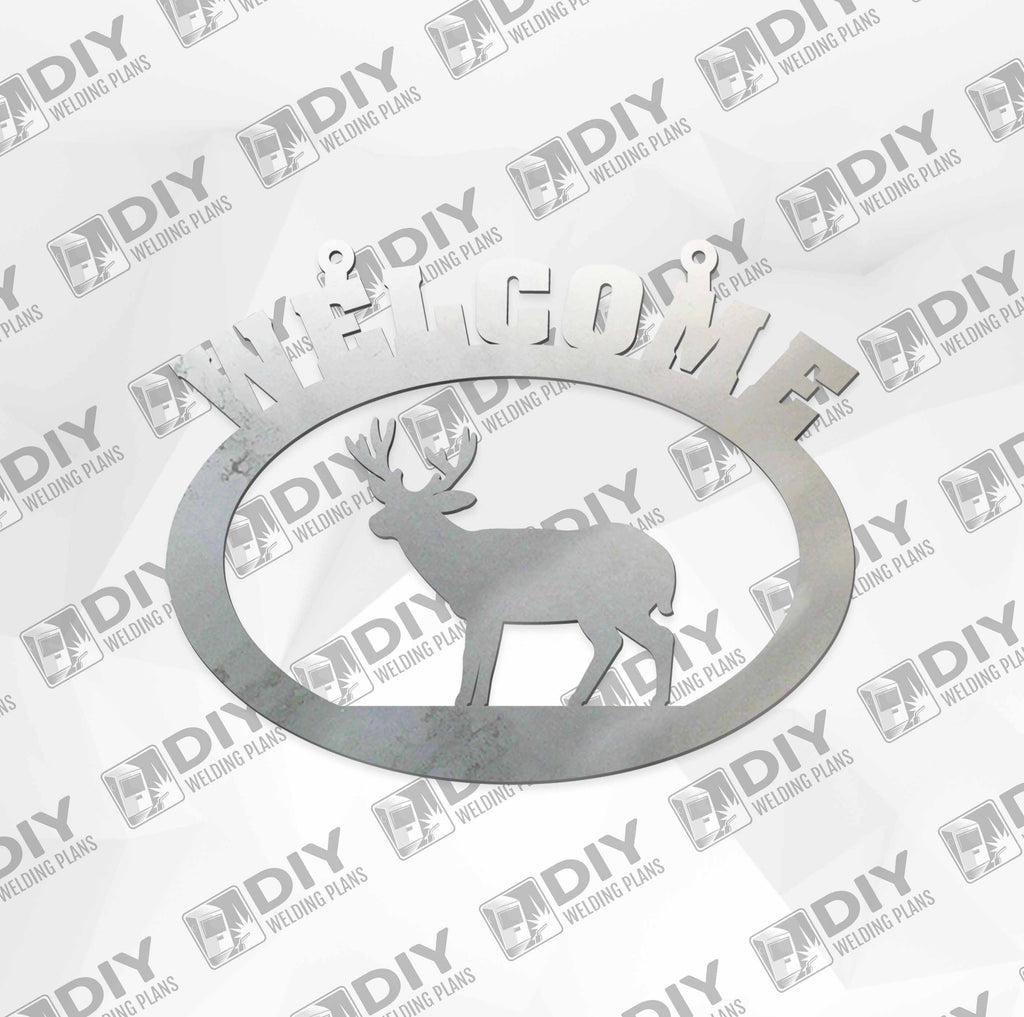 18” x 15” Welcome Deer Sign DXF Plasma File — DIY Welding Plans