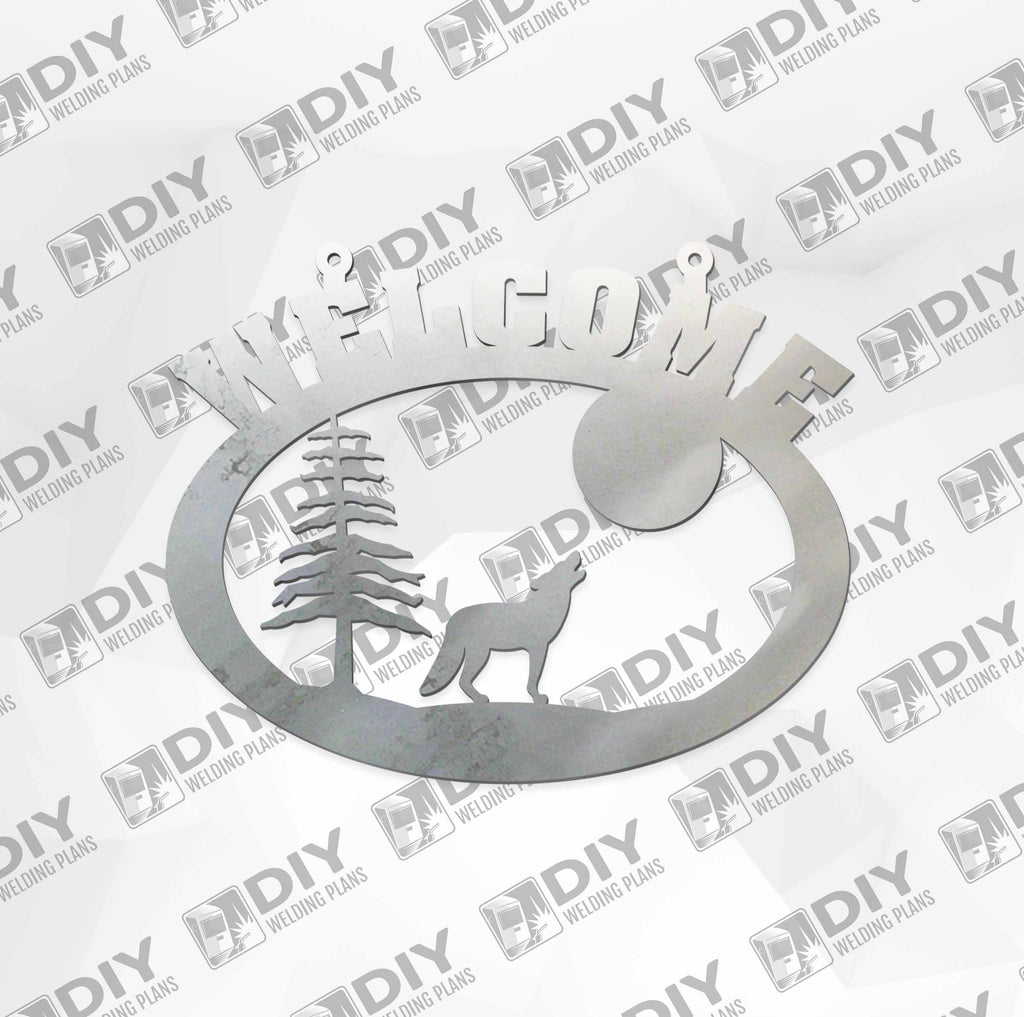 18” x 15” Welcome Wolf Sign DXF Plasma File — DIY Welding Plans