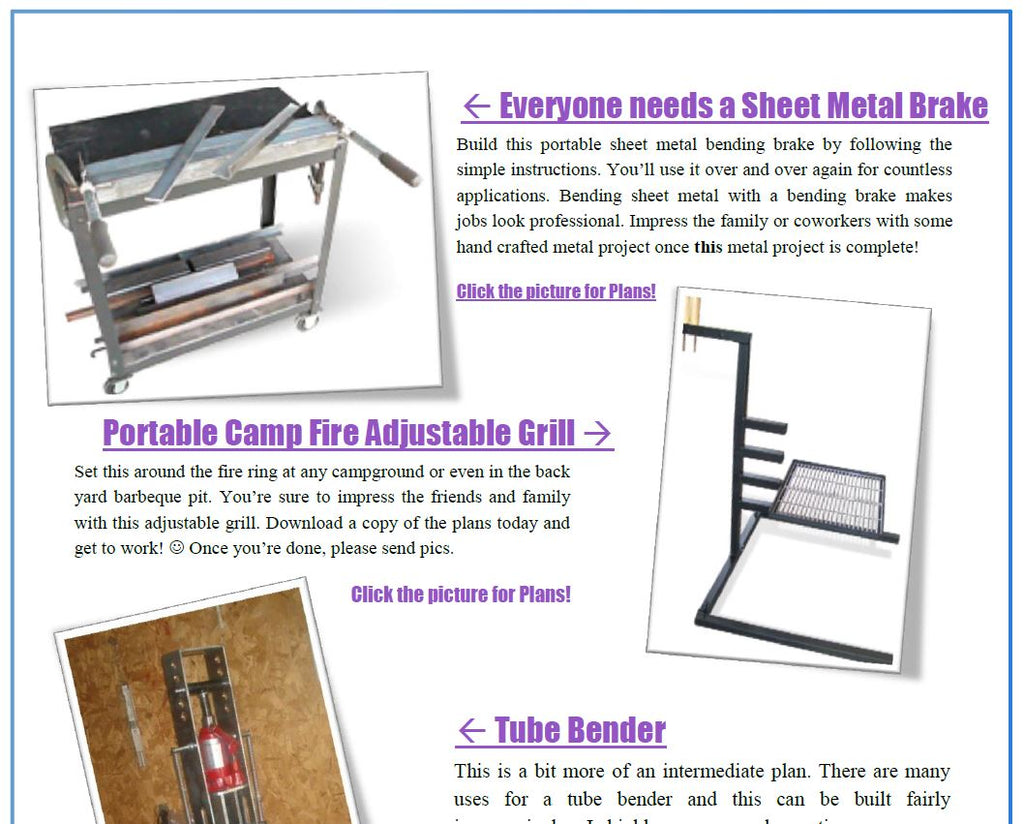 Simple Sheet Metal Project Plans