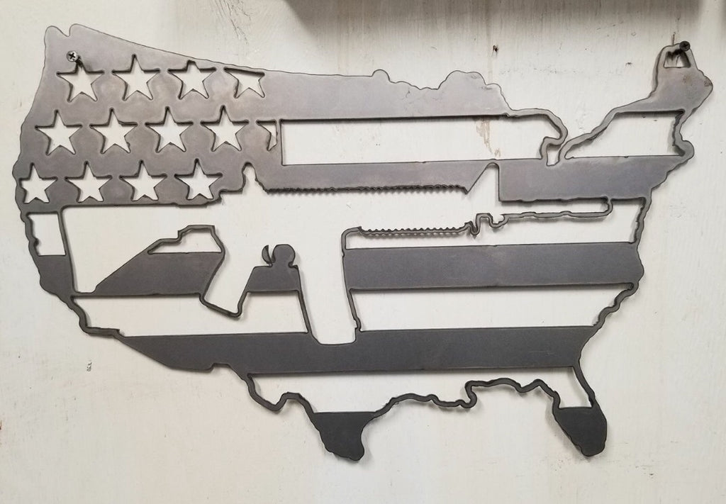 USA Flag with AR 15 in center - DXF File Only — DIY Welding Plans